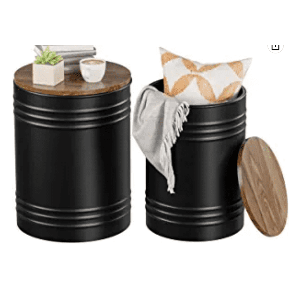 Tcbosik 2-Piece Rustic Storage Ottoman Seat Stools, Farmhouse Accent ...