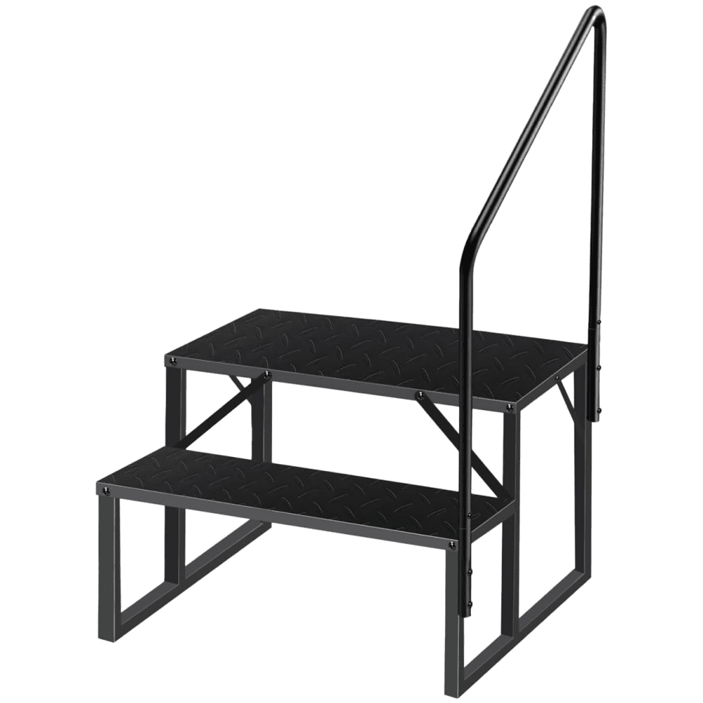 Tcbosik 2 Step RV Steps with Handrail, Mobile Home Ladder, Portable ...