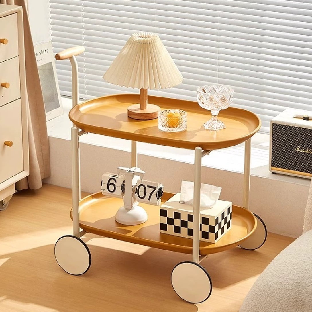 Tcbosik 2-Tier Rolling Cart, Small Kitchen Cart with Removable Tray ...