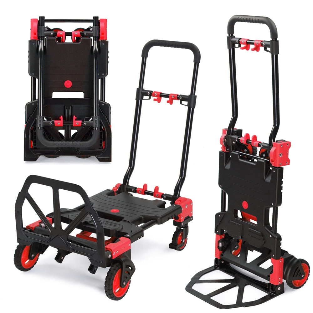 Tcbosik 2-in-1 Folding Hand Truck, Portable Dolly Cart with Rubber ...
