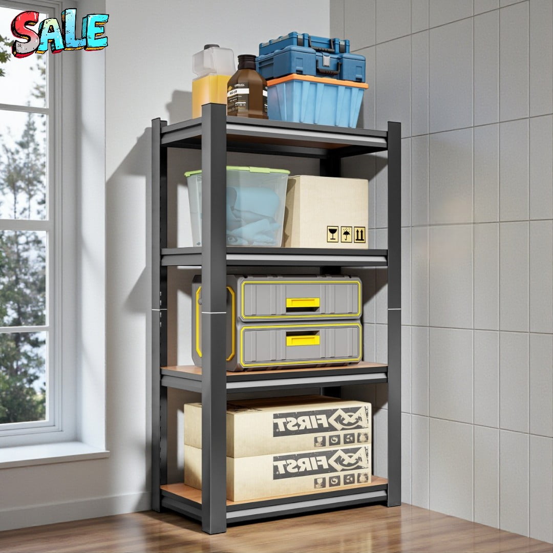 Tcbosik 23.62" W Garage Rack, 4-Tier Heavy Duty Shelving Unit, 800LBS ...
