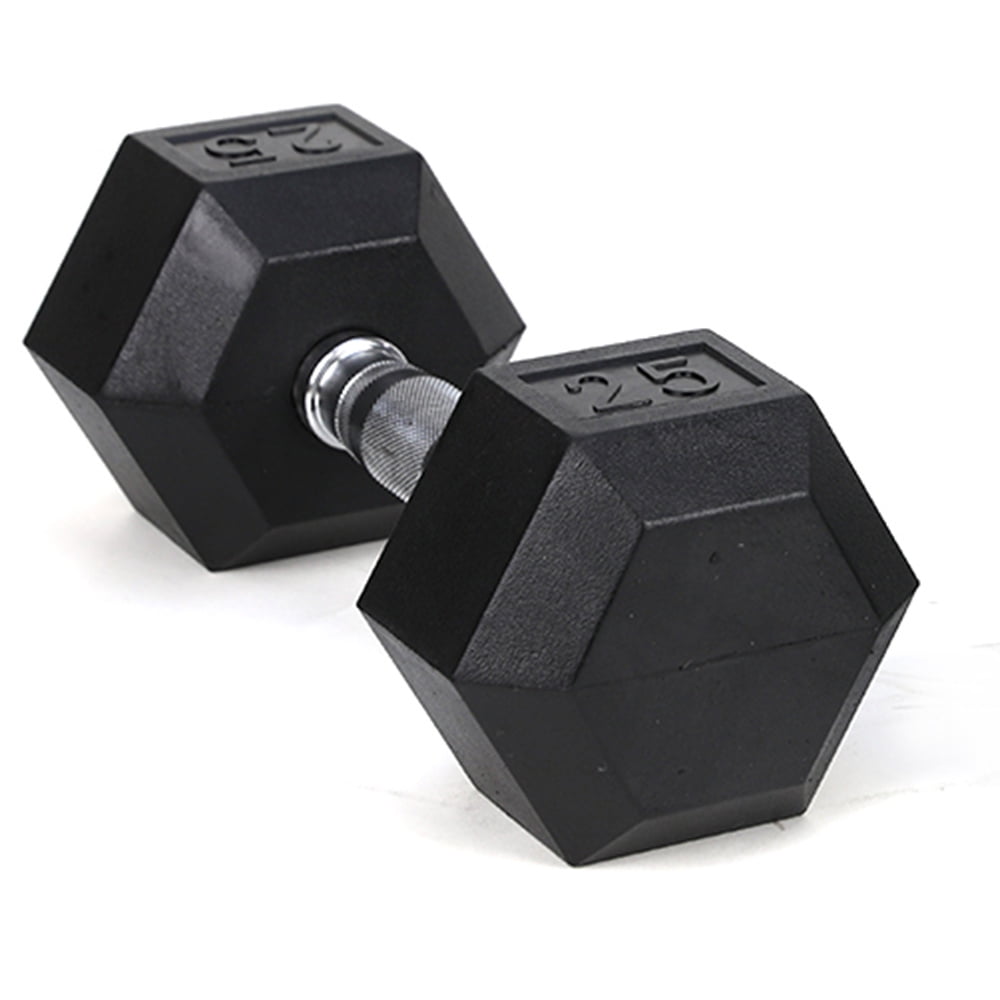 Tcbosik 25 LB Rubber Encased Exercise & Fitness Hex Dumbbell for Home ...