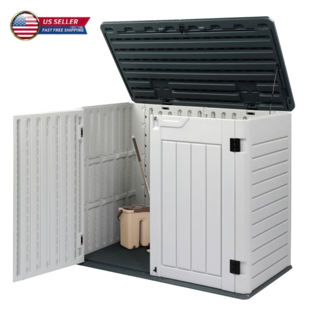 Tcbosik 260 Gallon Outdoor Storage Box with Lockable Lid, Wooden ...