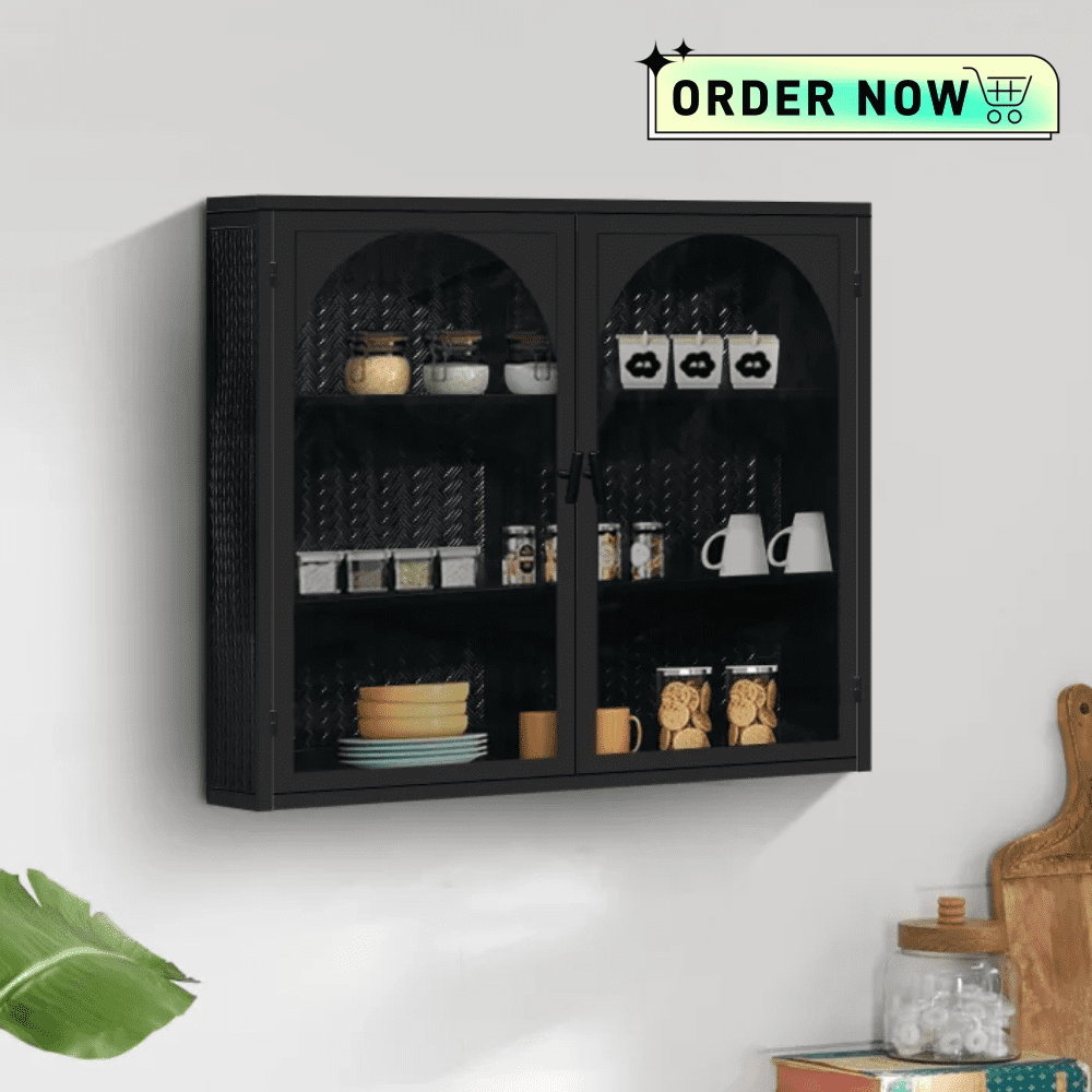 Tcbosik Storage Cabinet Wall Mounted, Display Cabinet with Shelves and ...