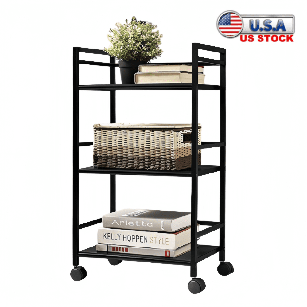 Tcbosik 3-Layer Storage Trolley, Multifunctional Metal Serving Cart ...