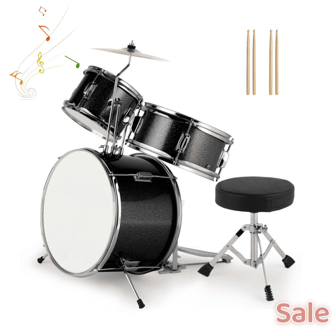 Tcbosik 3-Piece Drum Kit with Sticks, Cymbal and Pedal, Junior Drum Set ...