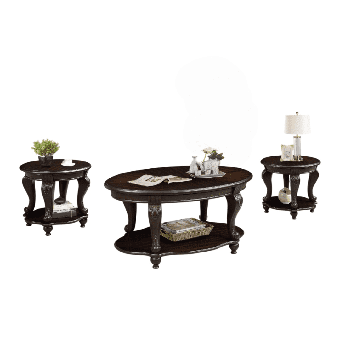 Tcbosik 3-Piece Living Room Tables Set, 42" Oval Coffee Table with Open ...