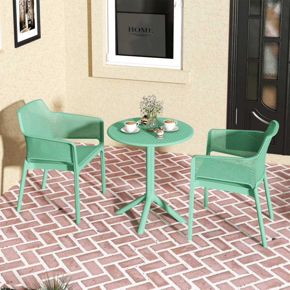 Tcbosik 3 Piece Patio Set, Plastic Bistro Set for 2, Small Round Table ...