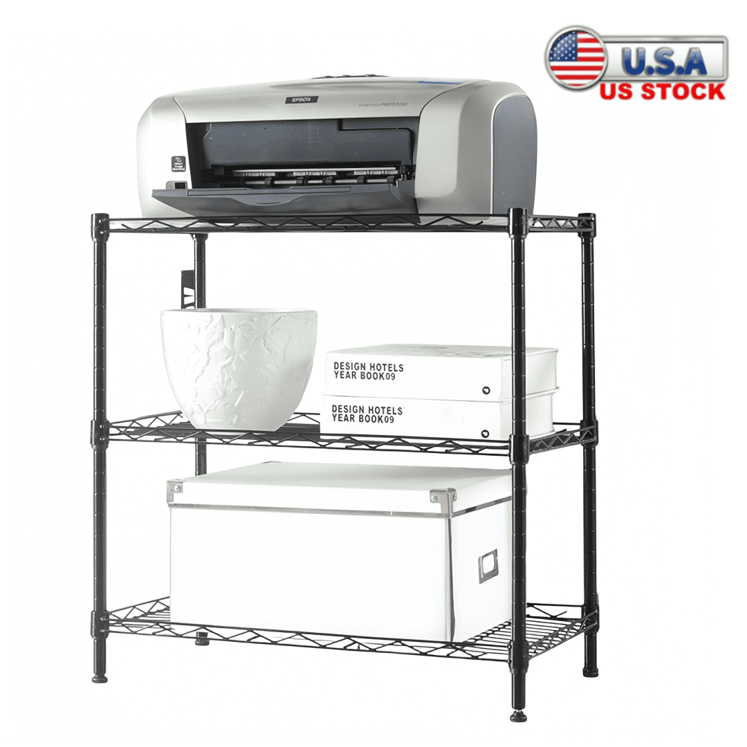 Tcbosik 3 Tier Black Metal Wire Storage Rack, Adjustable Storage Shelf ...
