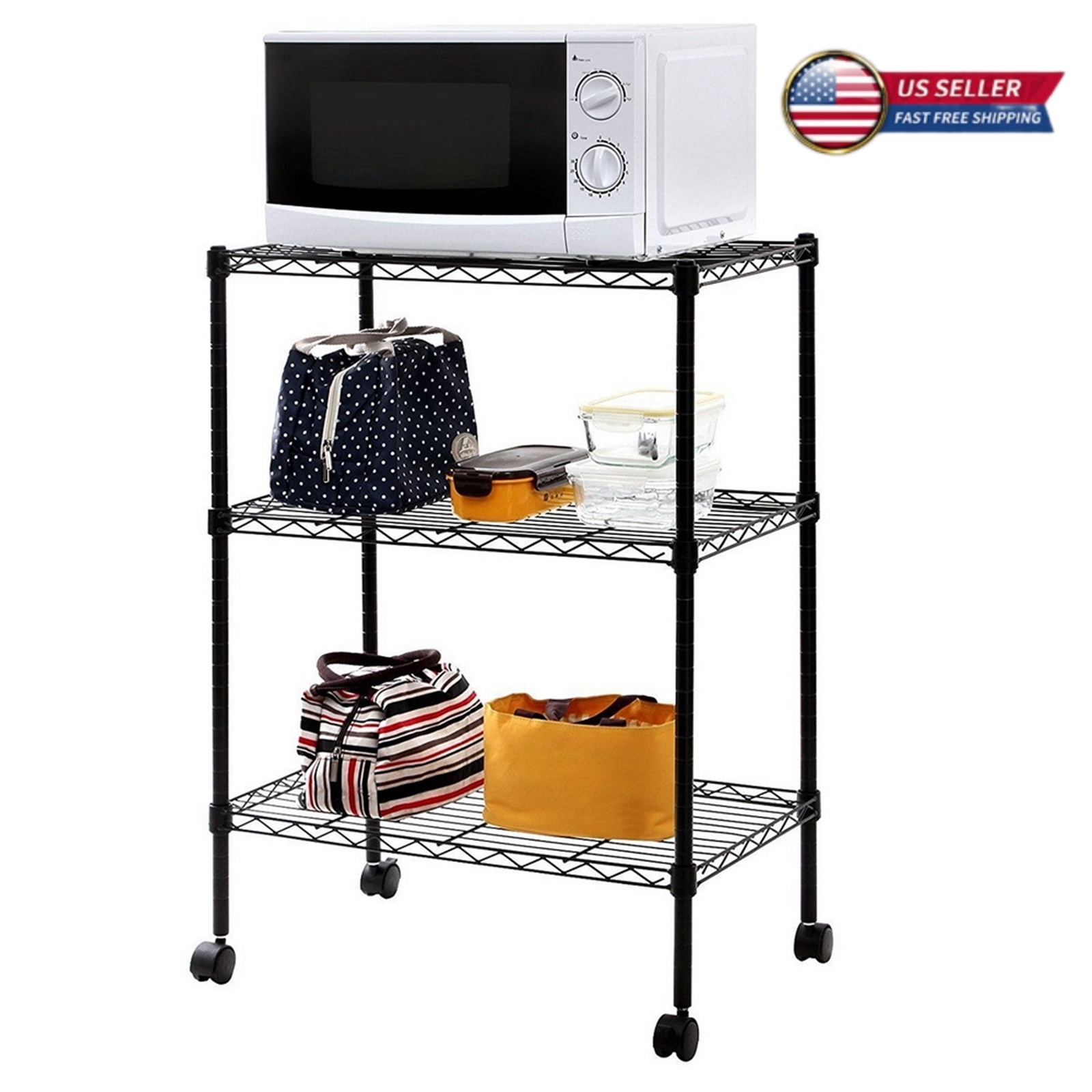 Tcbosik 3-Tier Heavy Duty Metal Wire Storage Rack, Shelving Unit with ...