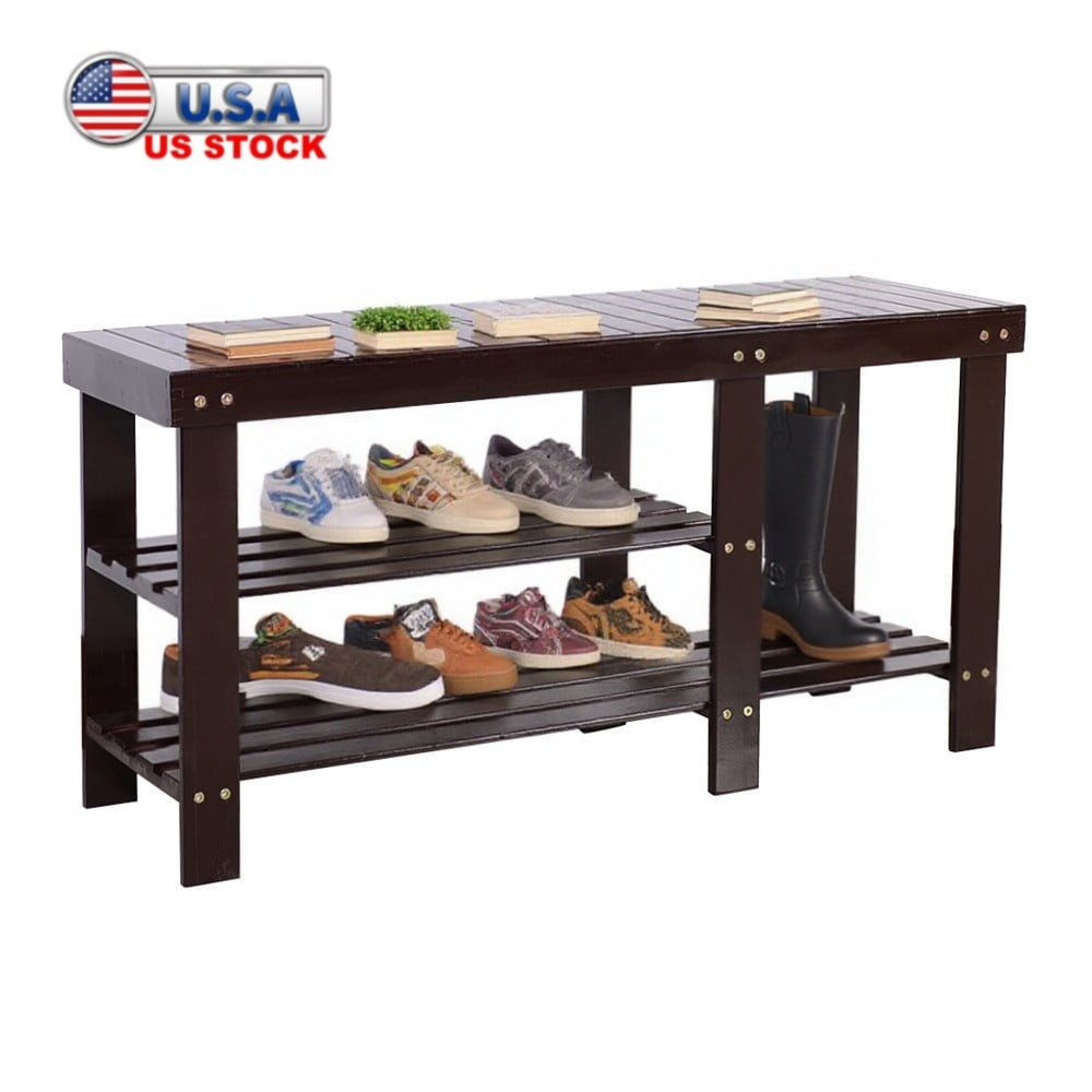 Tcbosik 3 Tier Bamboo Shoe Rack, Free Standing Shoe Storage Organizer ...