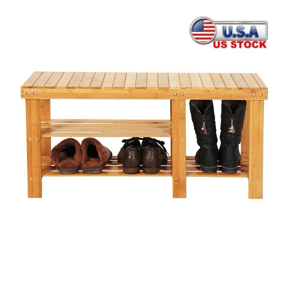 Tcbosik 3 Tires Shoe Rack, Bamboo Shoe Shelf, Free Standing Shoe Bench ...