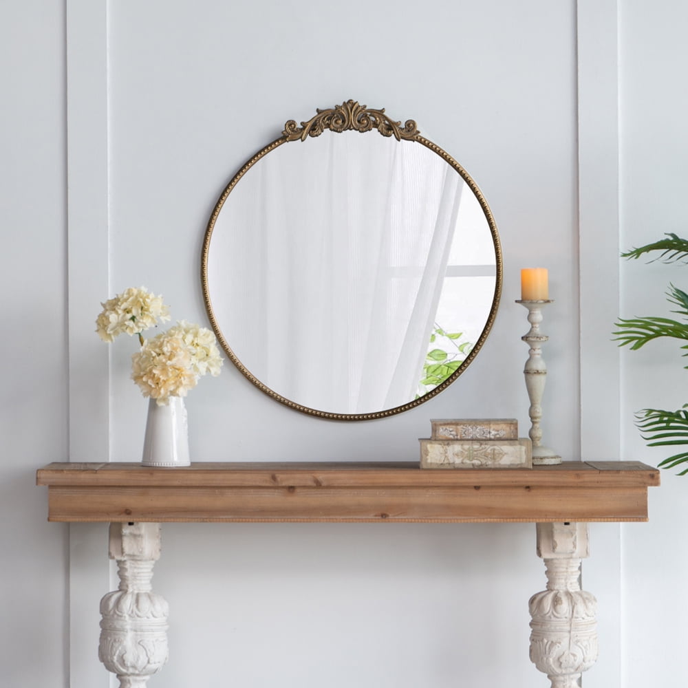 Tcbosik 30" Round Vintage Antique Gold Mirror - Ornate French Victorian ...