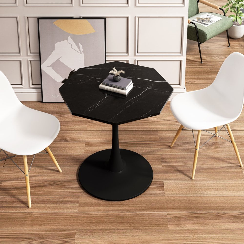 Tcbosik 31.50" Modern Octagonal Dining Table with Printed Marble Table ...