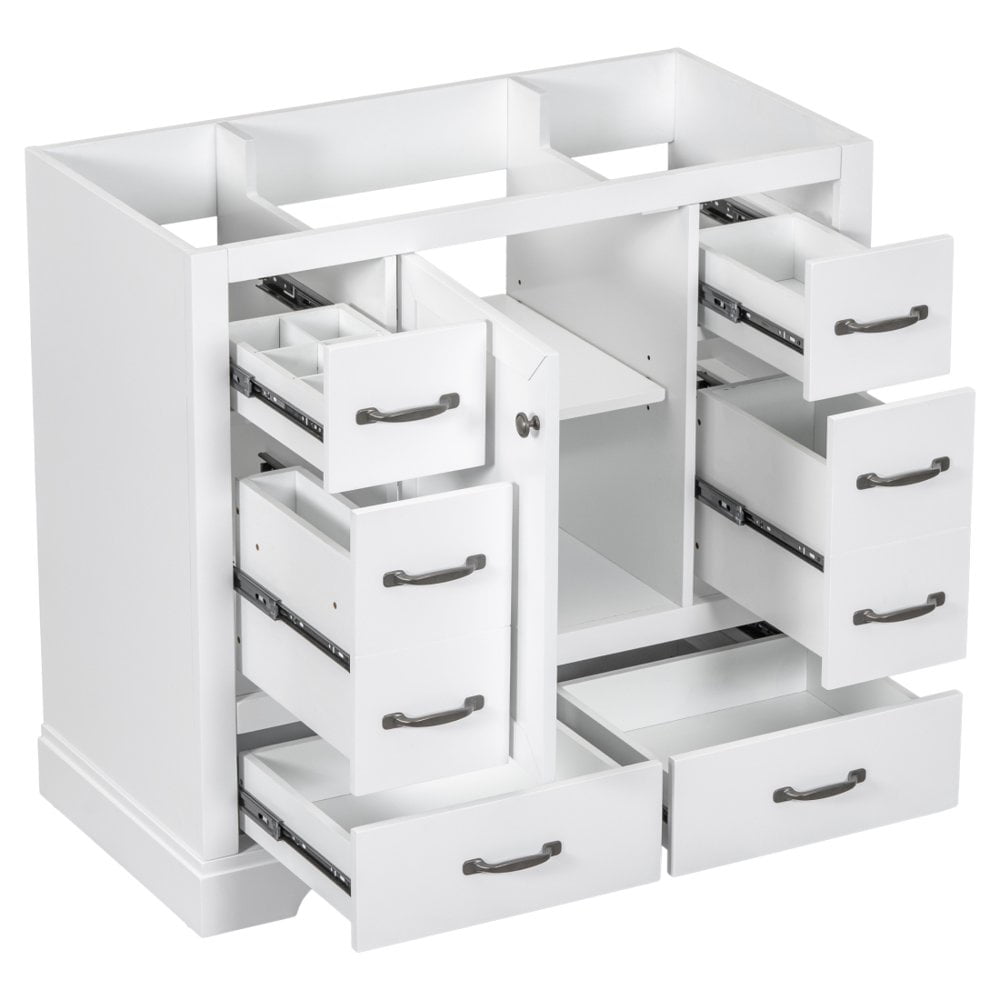 Tcbosik 36" Bathroom Vanity Without Sink, Cabinet Base Only, 6 Drawers ...