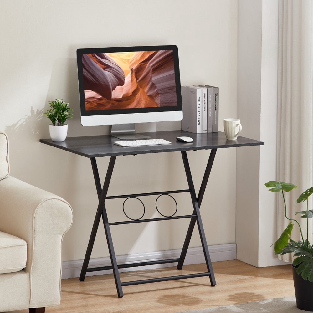 Tcbosik 39 Inch Folding Computer Desk, Space-Saving Home Office Table ...