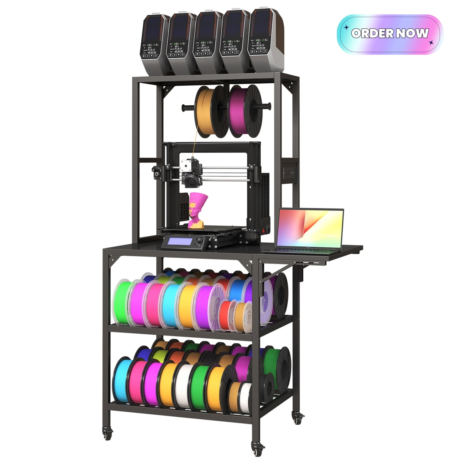 Tcbosik 3D Printer Stand with Charging Station and Filament Storage ...