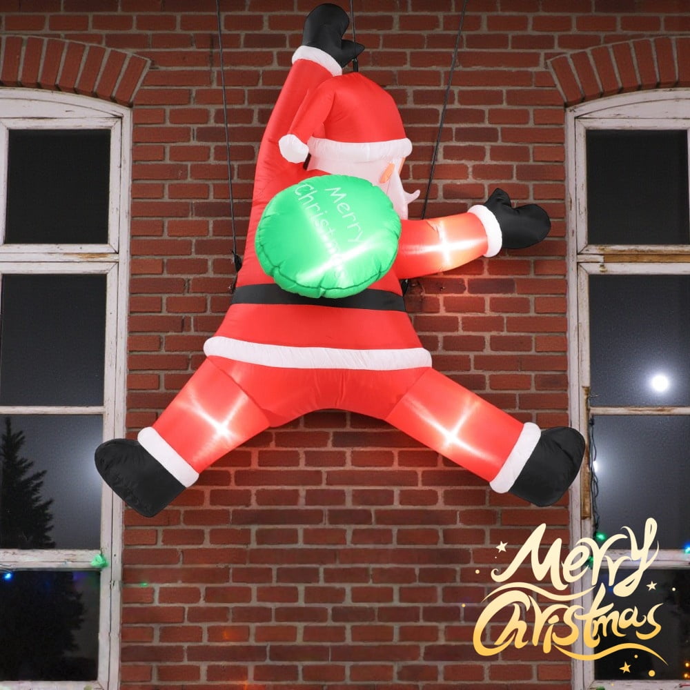 Tcbosik 4.9ft Christmas Inflatable Hanging Santa with Gift Bag ...