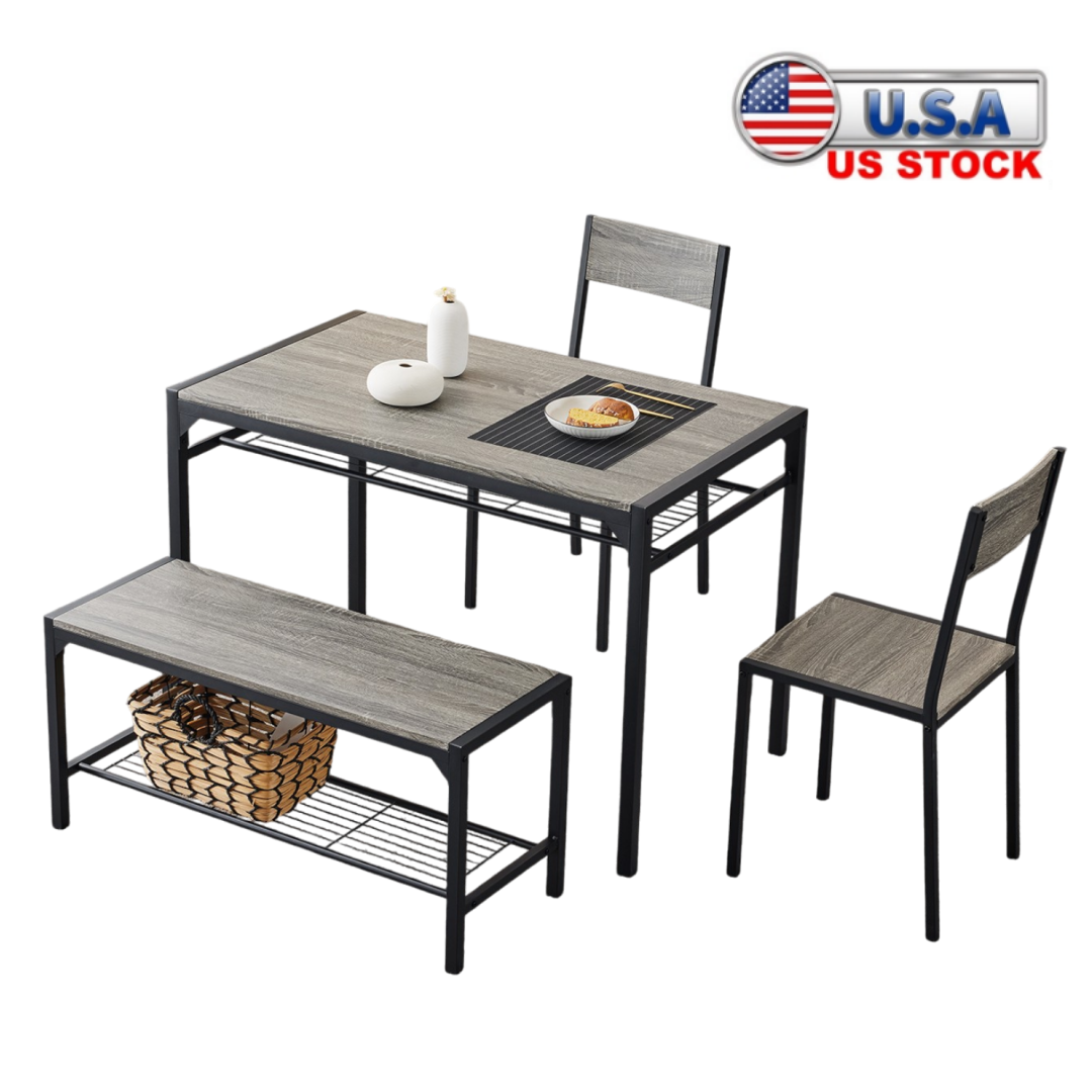 Tcbosik 4 Pieces Dining Table Set with Storage for 4, Kitchen Table ...