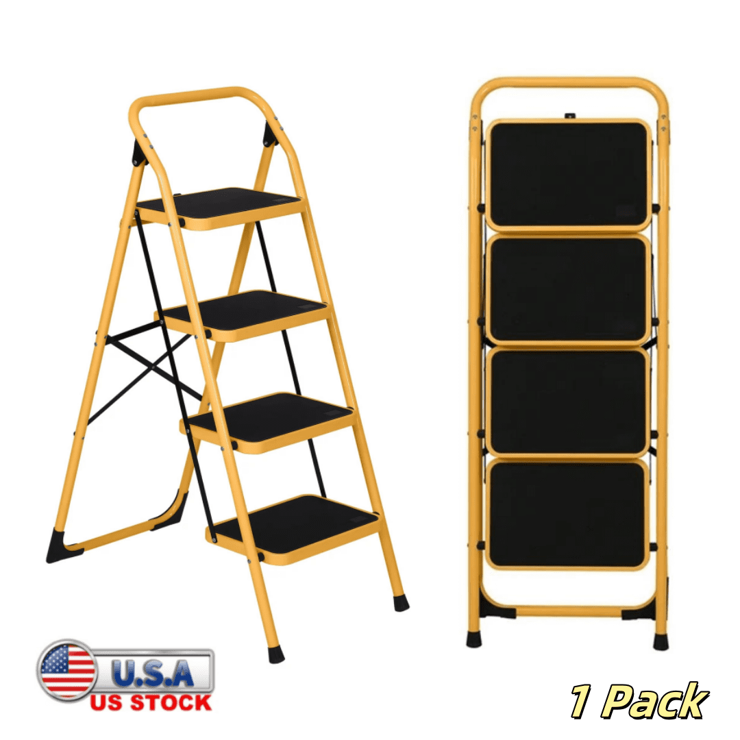 Tcbosik 4 Step Step Ladder, Folding Step Stool with Wide Anti-Slip ...