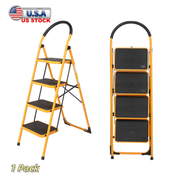 BOWEITI Foldable 4 Step Ladder, Strong Metal, Lightweight, Wide Anti ...