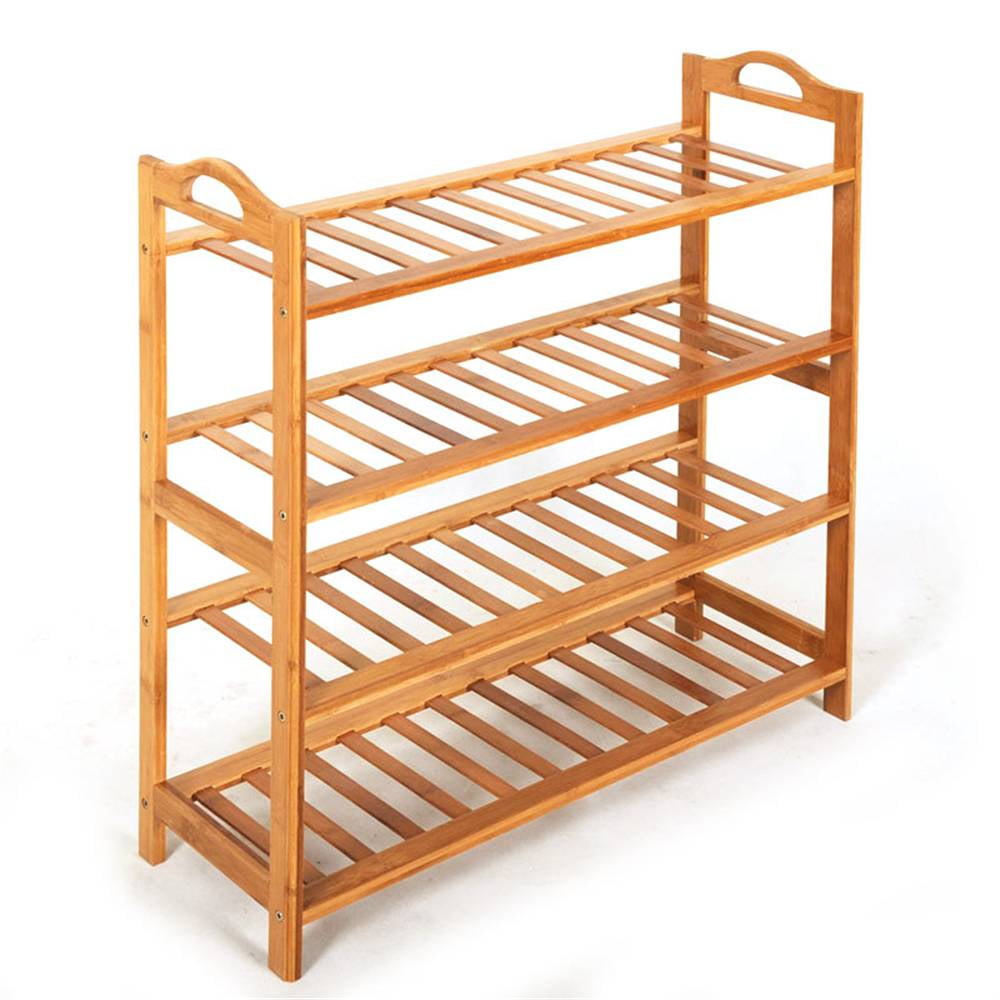Tcbosik 4-Tier Bamboo Natural Shoe Rack, Medium Wood Color - Walmart.com