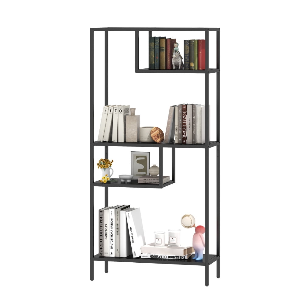 Tcbosik 4-Tier Bookshelf, Bookcase with Metal Frame, Display Storage ...