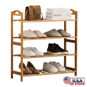 Zzbiqs 3-Tier Bamboo Wood Shoe Rack, Storage Organizer Stand for up to ...