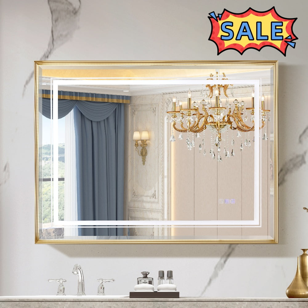 Tcbosik 40" x 30" Bathroom Mirror with LED Lights, Wall Mounted Lighted ...