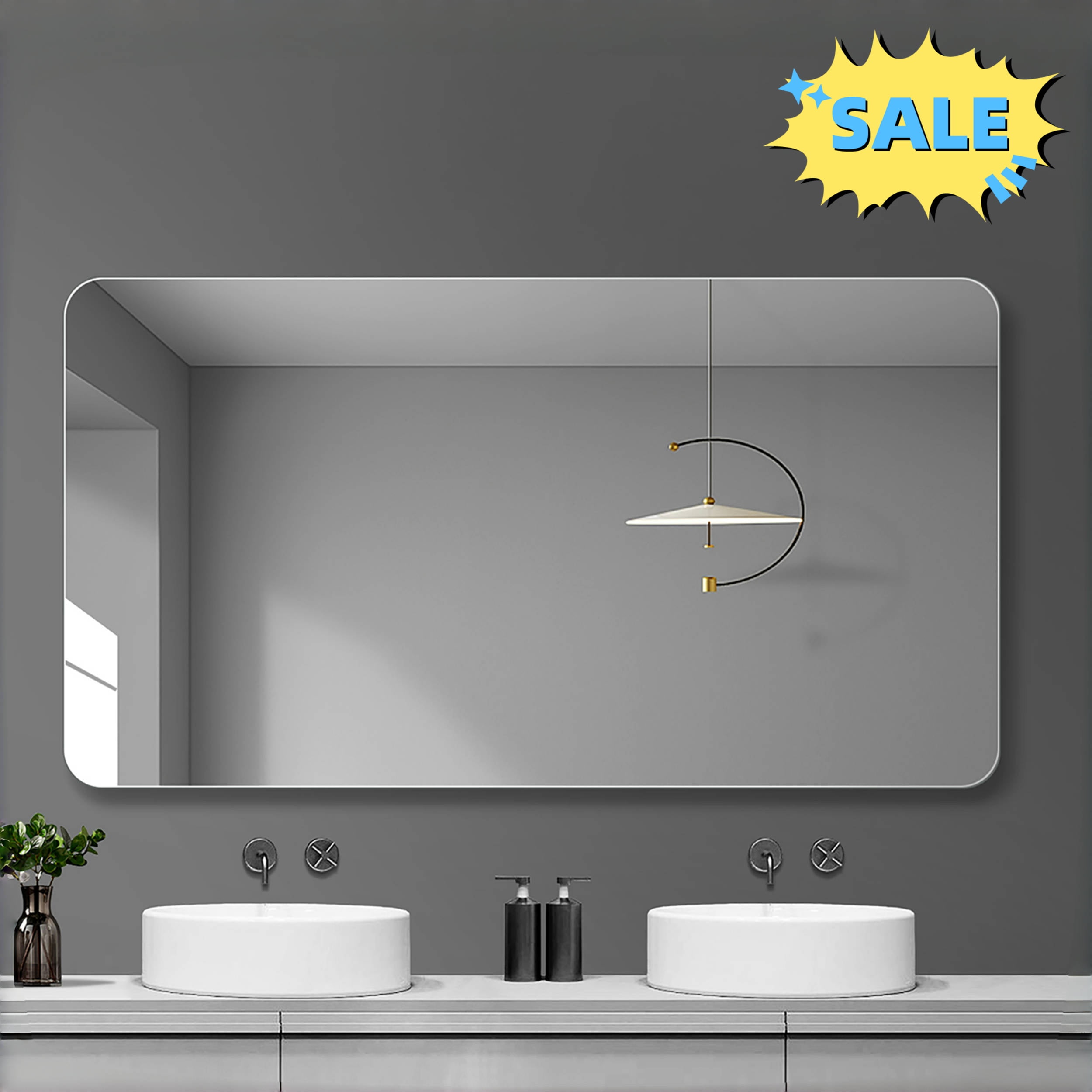 Tcbosik 40" x 30" Frameless Mirror, Wall Mounted Mirror for Entryway ...