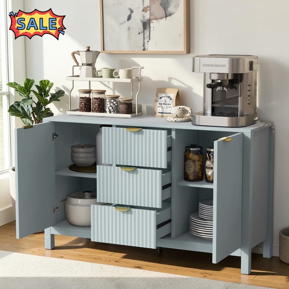 Tcbosik 47.2" Buffet Cabinet with 2 Doors & 3 Drawers, Sideboard with ...