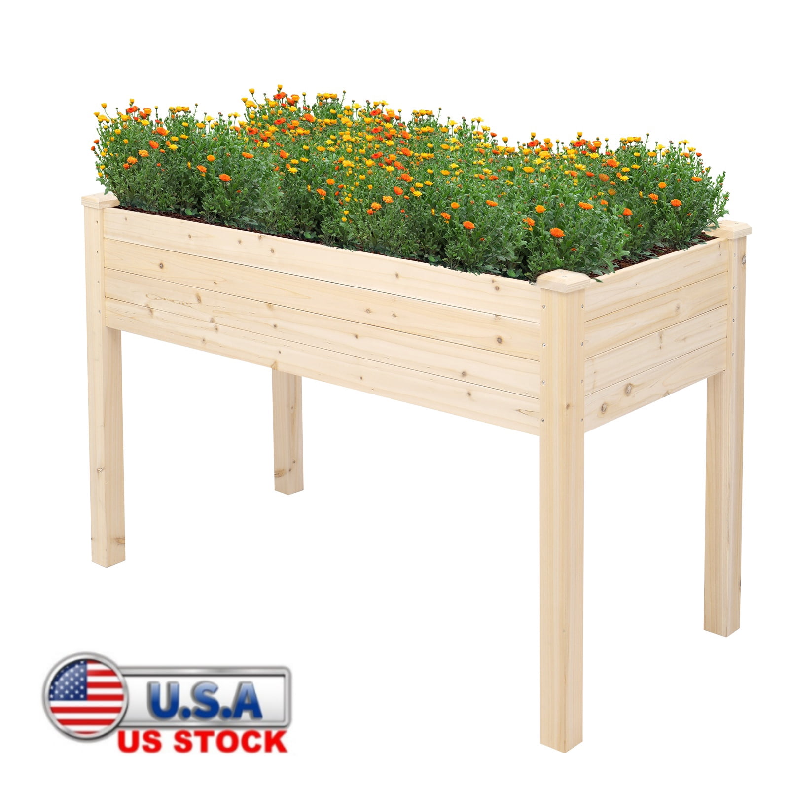 Tcbosik Wooden Elevated Garden Bed, Outdoor Planter Box, Elevated ...