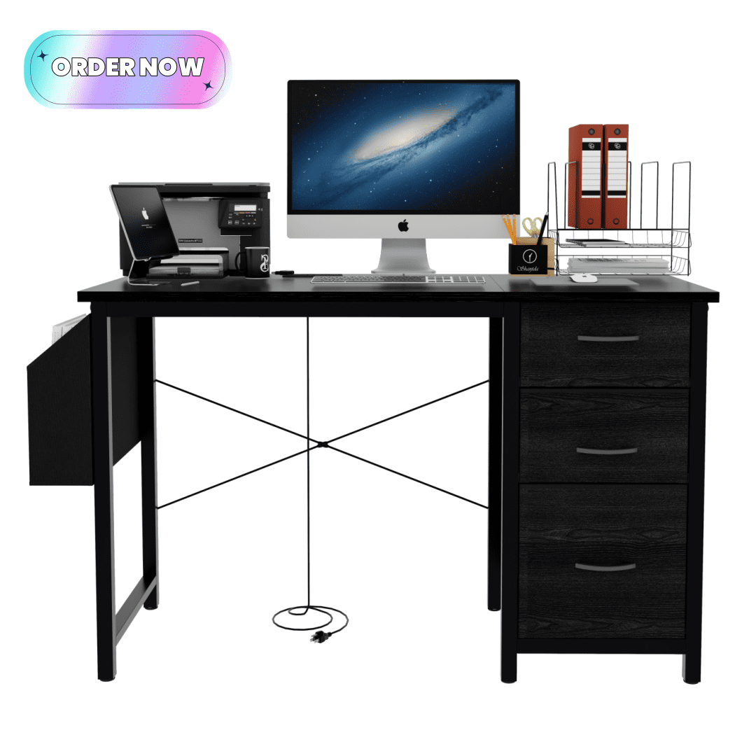 Tcbosik 47 inch Computer Desk with Charging Station, Reversible Writing ...