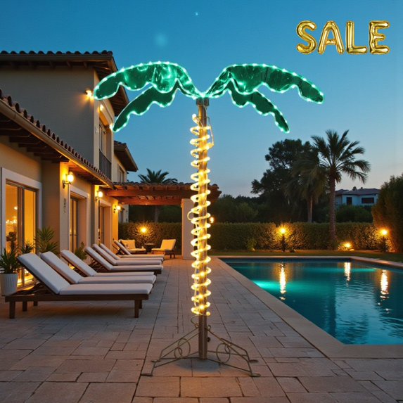Tcbosik 4ft Lighted Palm Tree Christmas Tree, Outdoor Holiday ...