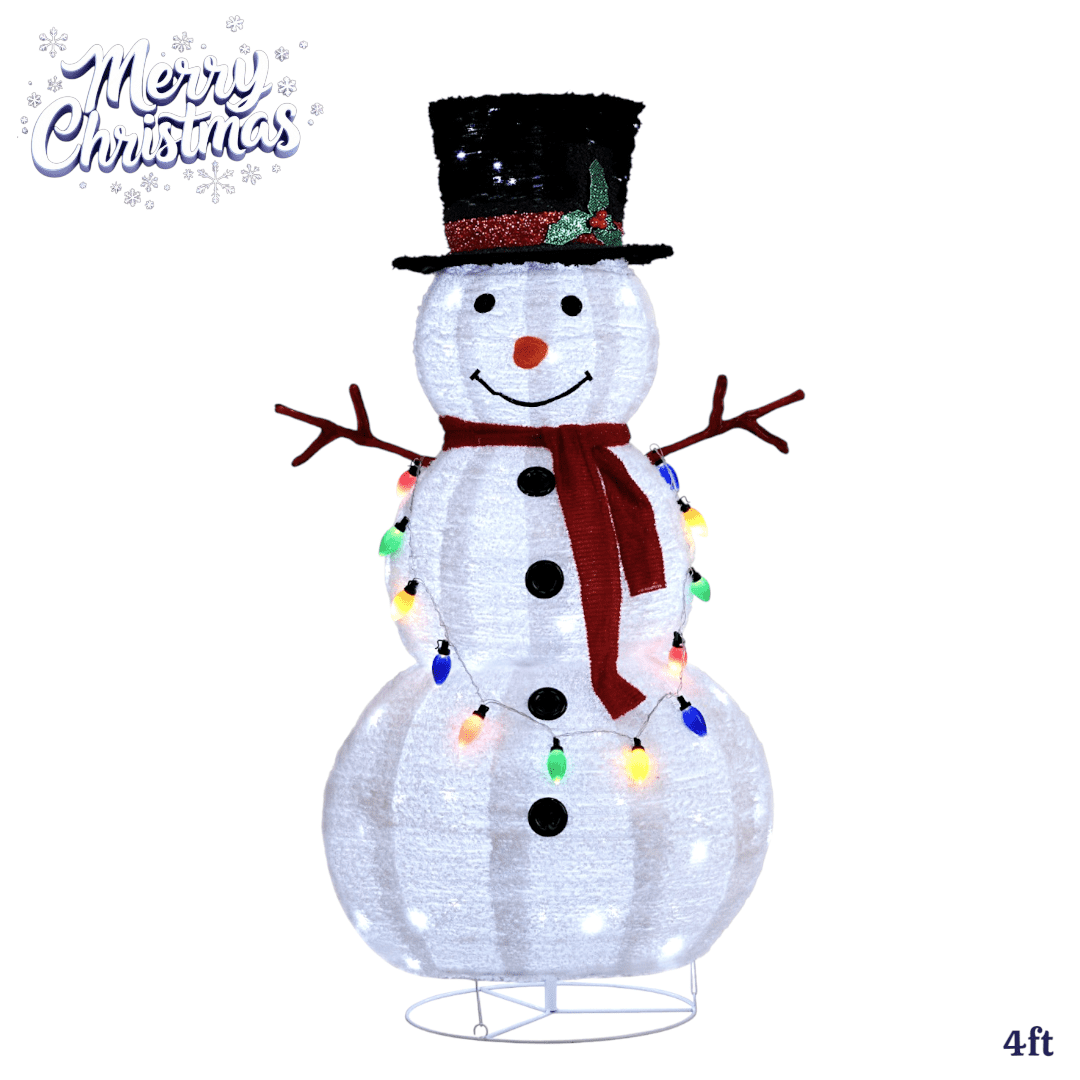 Tcbosik 4ft Pre-Lit Snowman Decoration with 100 White LEDs, 1 ...