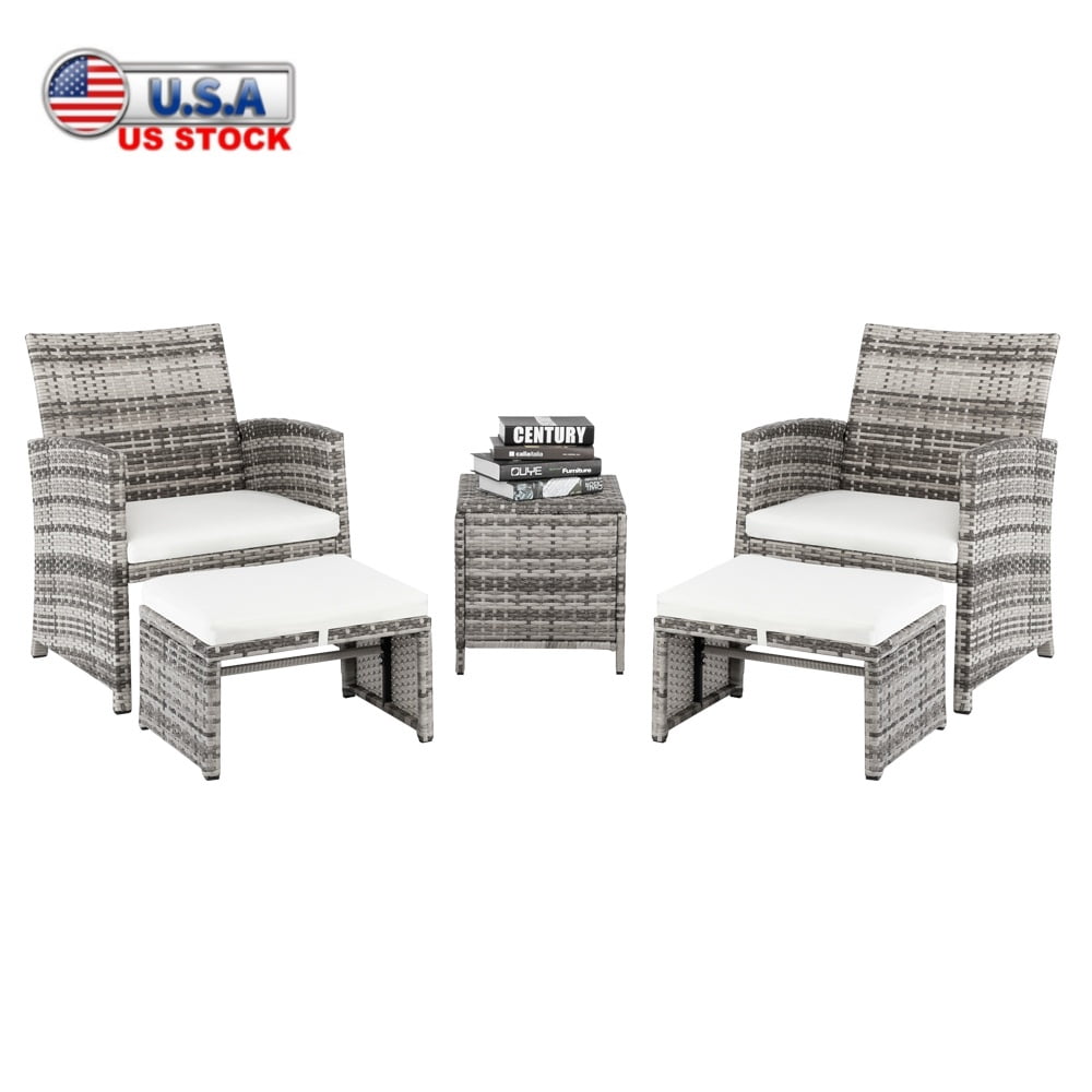 Tcbosik 5-Piece Outdoor Patio Bistro Set, Rattan Wicker Conversation ...