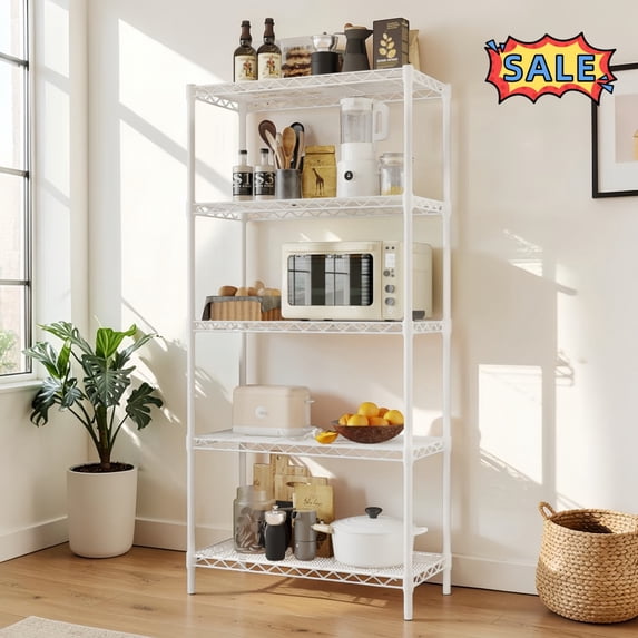 Tcbosik 5 Tier Shelving Unit, Adjustable Storage Shelves, Display Rack ...