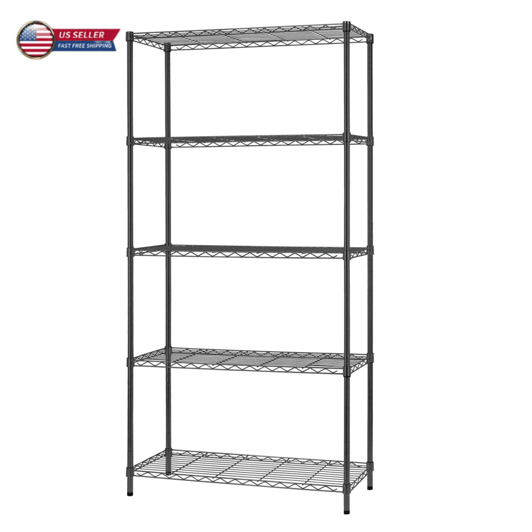 Tcbosik 5 Tiers Adjustable Height Wire Shelving Unit with Open Shelves ...