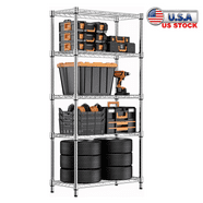 Bowoshen Tall Heavy Duty Steel 5 Level Shelving Unit, 29.5"W x 11.8"D x ...