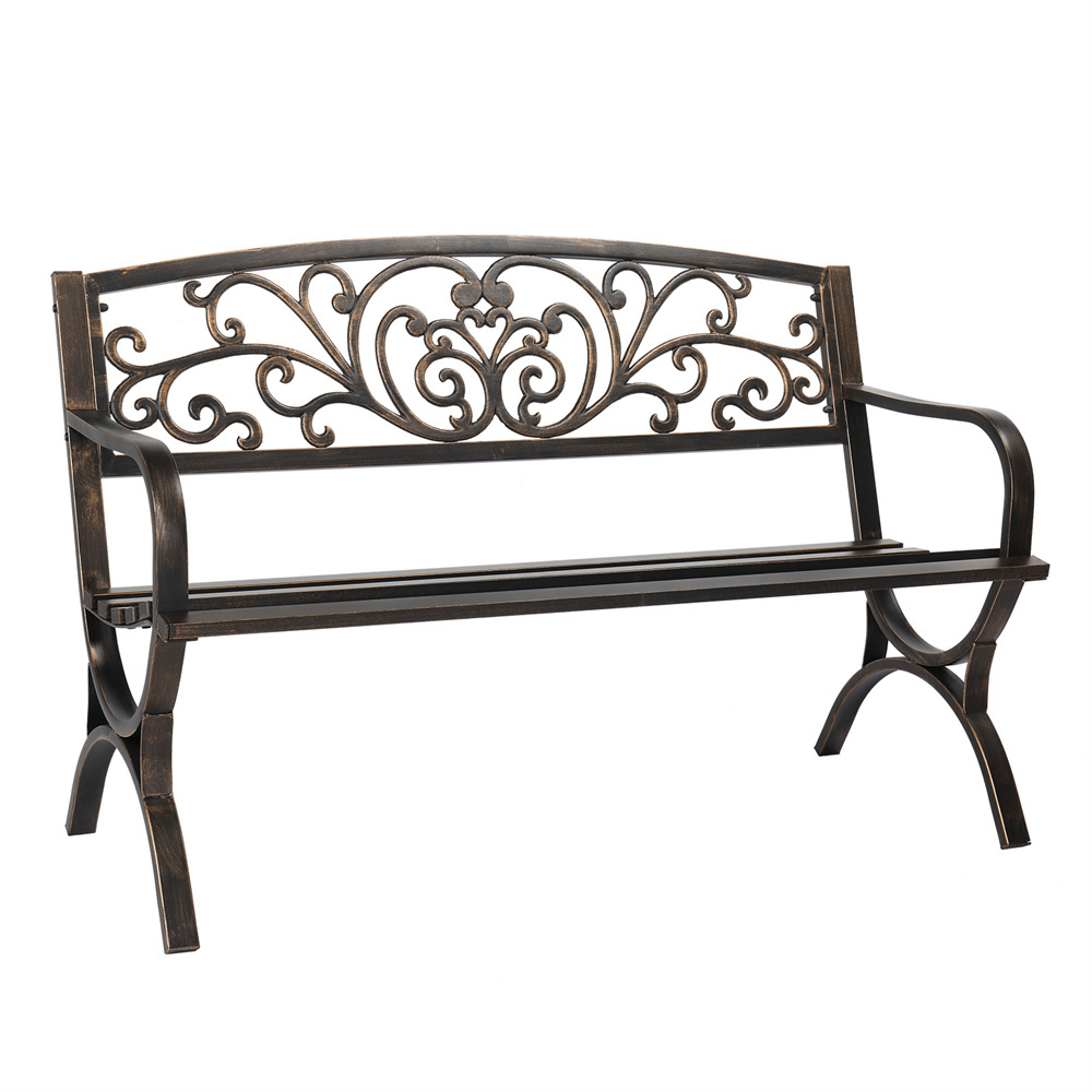 Tcbosik 50 Inches Outdoor Garden Bench, Patio Park Bench with Metal ...