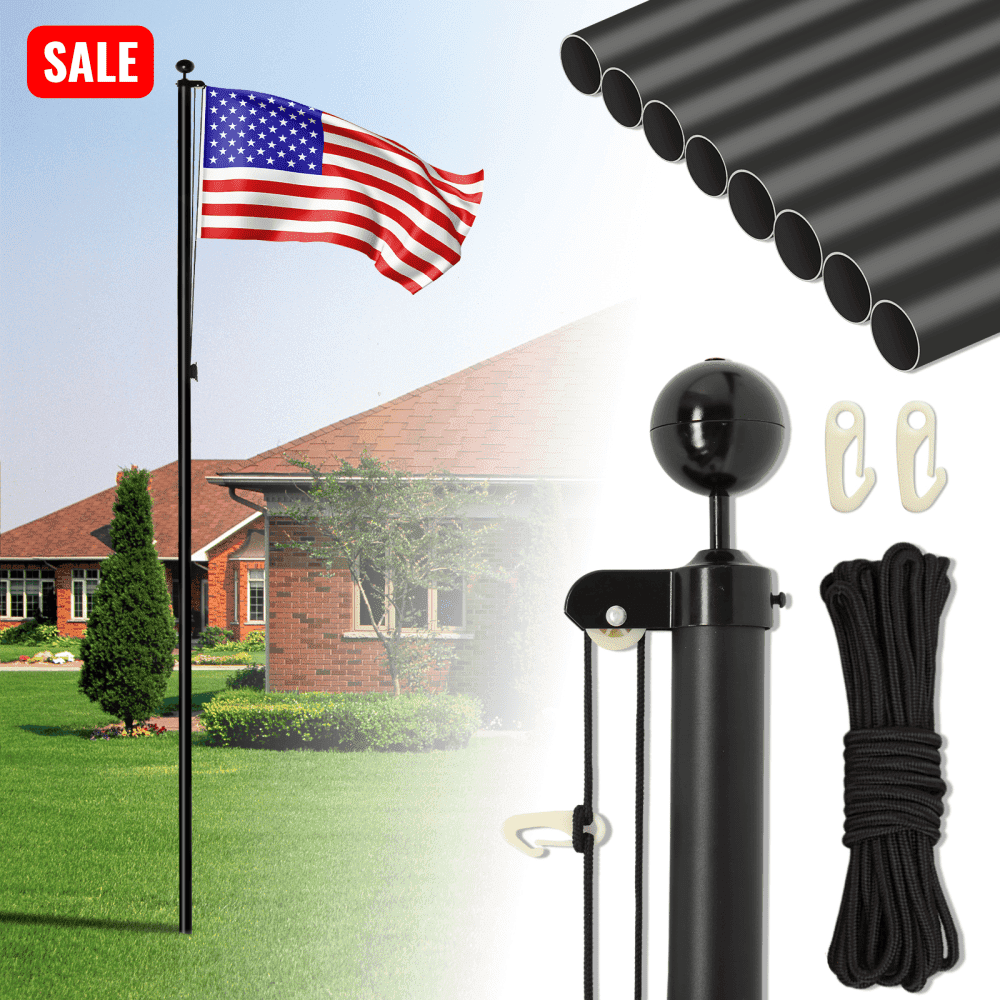 Tcbosik 5x3ft American Flag with Pole | 25FT Sectional Aluminum ...