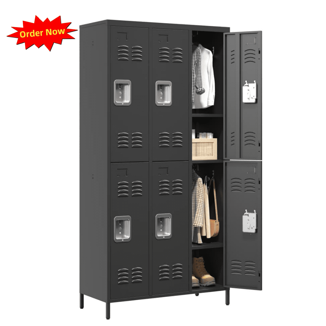 Tcbosik 6-Door Metal Storage Cabinet with Lock for Home Office, 72 ...