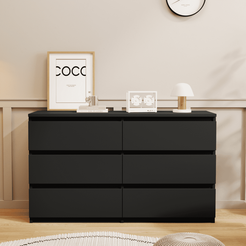 Tcbosik 6 Drawer Double Dresser, Modern Chest of Drawers, Wide Storage ...