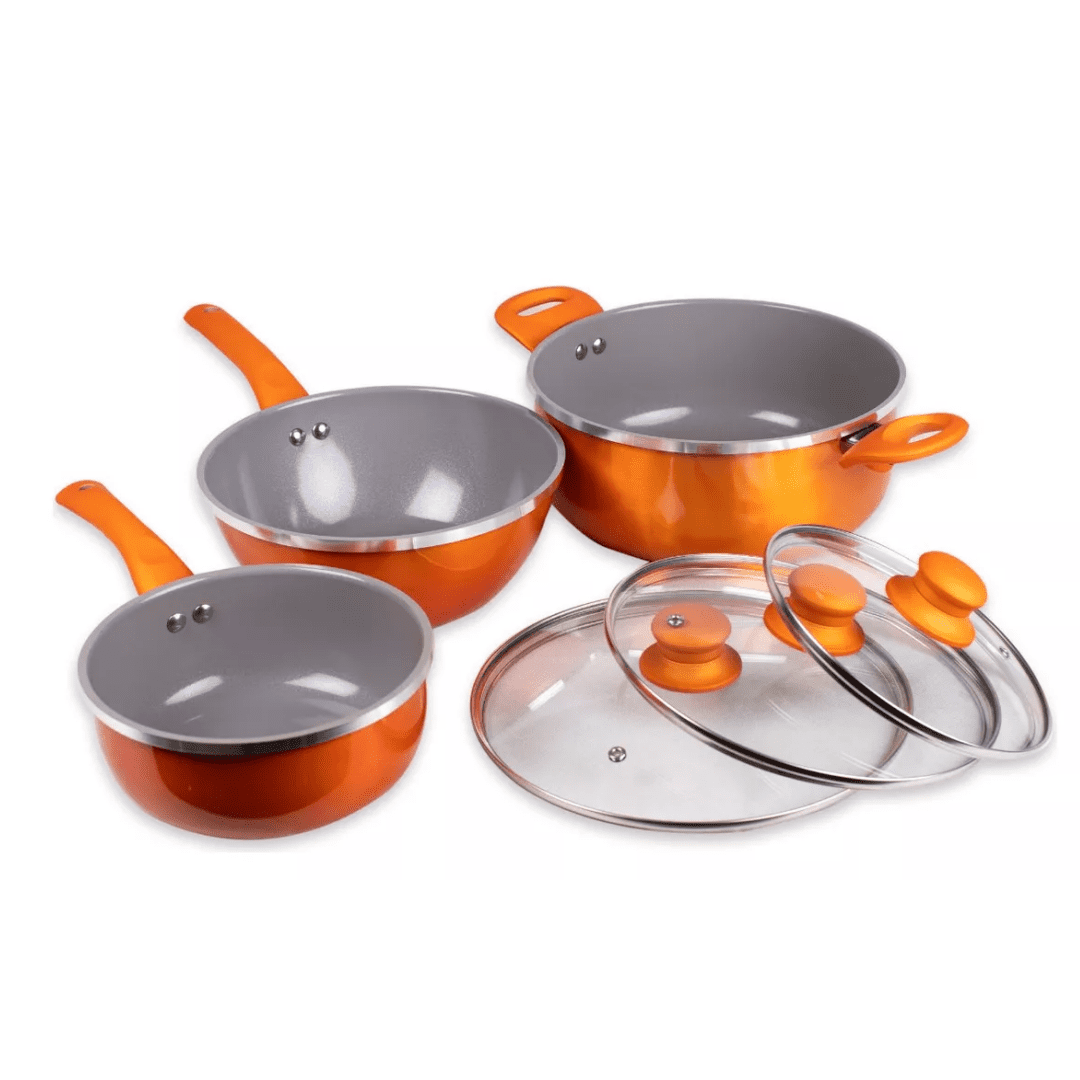 Tcbosik 6 Piece Cookware Set, Nonstick Soup Pot/Wok Pan/Milk Pot with ...