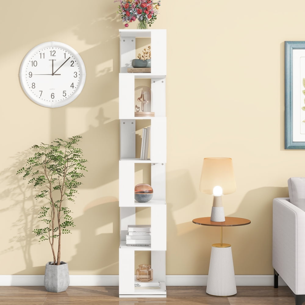 Tcbosik 6-Tier Rotating Bookshelf, 360° Revolving Book Shelves, Floor ...