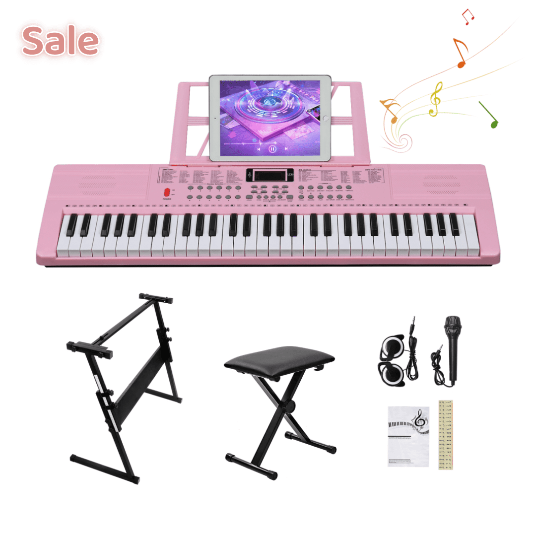 Tcbosik 61 Key Portable Keyboard with Stand, Bench and Music Rest ...