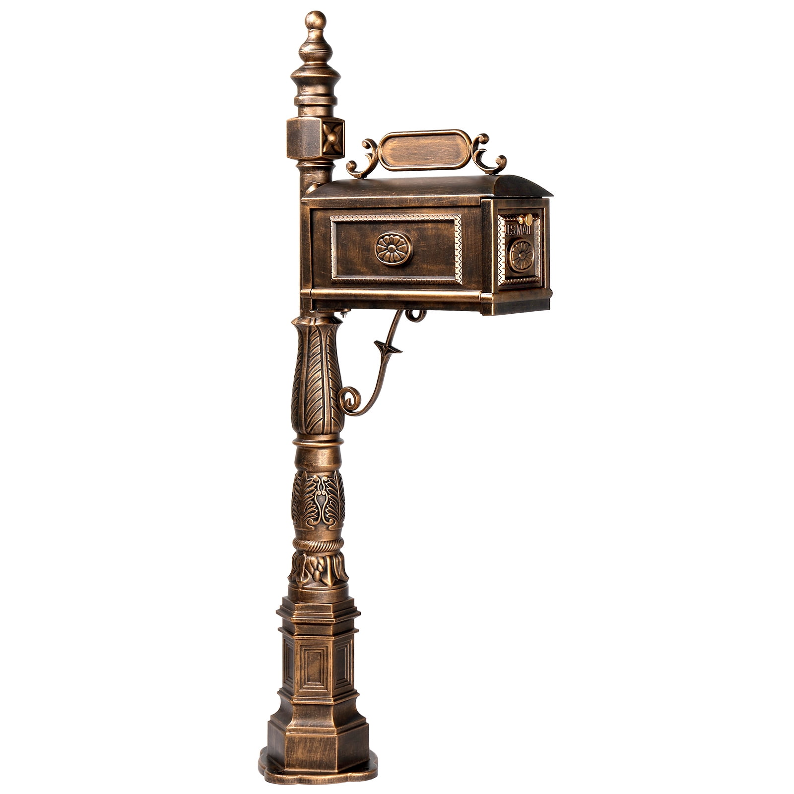 Tcbosik 65.6"H Modern Mailbox with Post, Cast Aluminum Postal Box for ...