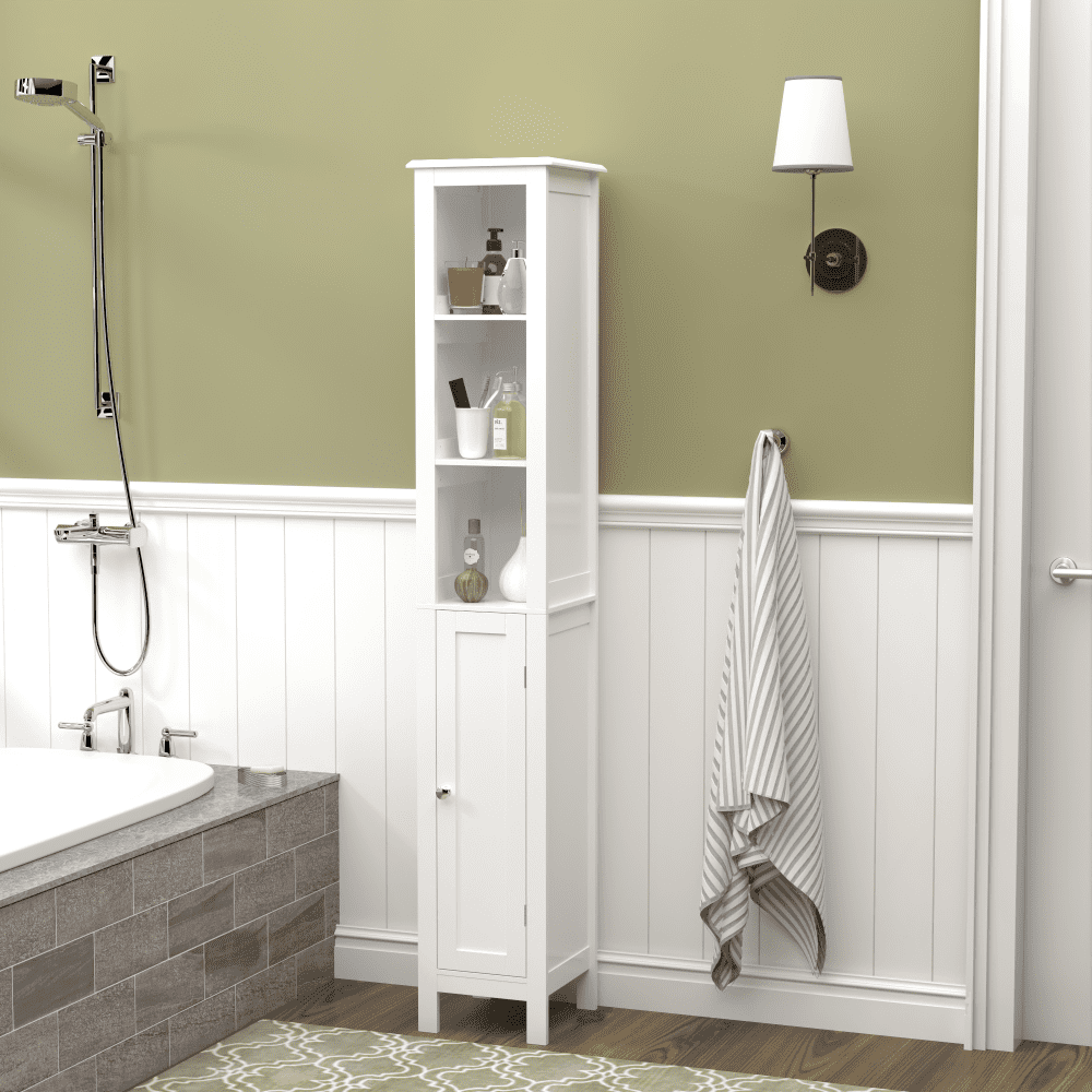 Tcbosik 66.9" Narrow Bathroom Storage Cabinet, Slim Storage Organizer ...