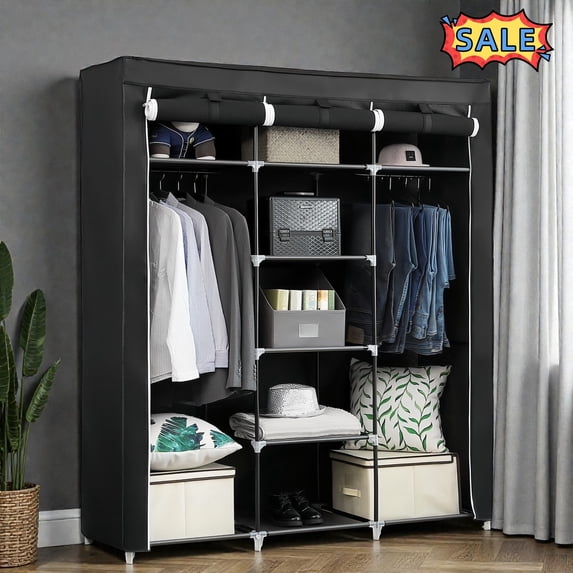 Tcbosik 69 inch Portable Closet with Cover, Large Capacity Portable ...
