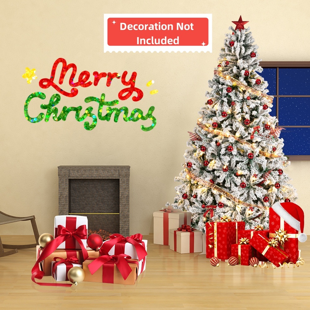 Tcbosik 7.5ft Artificial Christmas Tree with 1450 Branch Tips, Snow ...